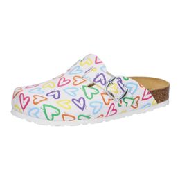 Lico Damen Clog "Clog Bioline Clog Print", Gr. 39, wei&szlig;, Synthetik, Schuhe