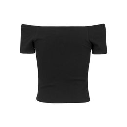Urban Classics Damen T-Shirt "Urban Classics Damen Ladies Off Shoulder Rib Tee"schwarz, Gr. S, unifarben, 97% Baumwolle, 3% Elasthan, Shirts