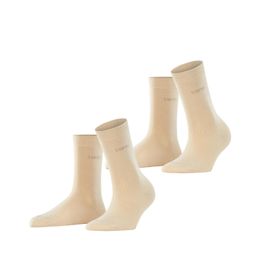 Esprit Damen Socken "Uni", Gr. 35, beige, Baumwollmischung, unifarben, Socken, aus elastischem Material, atmungsaktiv
