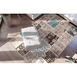 Teppich Calo-deluxe, B:200cm H:6mm L:290cm, grau, Kunstfaser, Wohnzimmer, Teppiche, "Ruzica-404", Flachgewebe, Vintage Design, Wohnzimmer