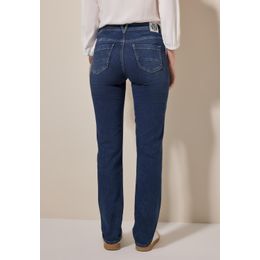 Cecil Damen Straight-Jeans, blau, Gr. 31, unifarben, Jeans, 75% Baumwolle, 23% Polyester, 2% Elasthan, Jeans, mit Knopfleiste