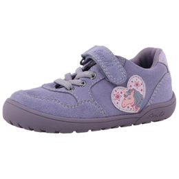 Lurchi Kinder Barfu&szlig;schuh "Jany, Barefoot", Gr. 24, lila, Lederimitat, Textil, Veloursleder, kontrastfarbene Details, Schuhe, Kinderschuh,