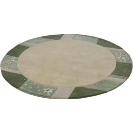 Wollteppich Theko, H:13mm &Oslash;:200cm, gr&uuml;n, Viskose, Wolle, Wohnzimmer, Teppiche, "Royal Ganges", 95% Wolle, mit Bord&uuml;re, ideal im Wohnzimmer &