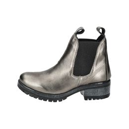 Lazamani Damen Stiefelette "Lazamani Stiefelette Leder/Textil", Gr. 36, silber, Leder, Textil, Schuhe