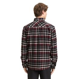 Herren Langarmhemdschwarz rot wei&szlig; check, Gr. M, Tom Tailor Denim, kariert, Single Jersey, Obermaterial: 60% Baumwolle, 40% Polyester, Hemden, kariert