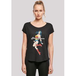 F4NT4STIC Damen T-Shirt "DC Comics Wonder Woman Jump", schwarz, Gr. XXL, Obermaterial: 100% Baumwolle, Shirts, Print