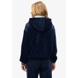 Superdry Damen Kapuzensweatshirt "COUNTRY CLUB VELOUR RELAX HOOD"blauberry navy, Gr. XS, unifarben, Sweatware, Obermaterial: 96% Polyester, 4%