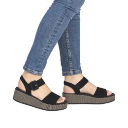 Remonte Damen Plateausandaletten, Gr. 39schwarz, Ziegenveloursleder, unifarben, Schuhe, Sommerschuh, Sandale mit praktischen Klettverschl&uuml;ssen