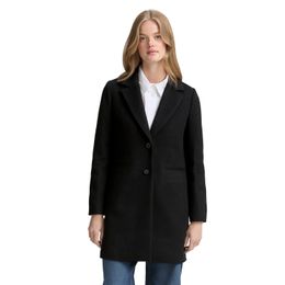 Damen Kurzmantel, schwarz, Gr. M, Tom Tailor Denim, unifarben, Web, Obermaterial: 80% Polyester, 20% Wolle. Futter: 100% Polyester, M&auml;ntel, mit