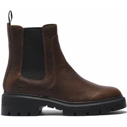 Timberland Damen Chelseaboots "CORTINA VALLEY MID CHELSEA BOOT", Gr. 38, braun, Leder, Schuhe, Stiefelette, Winterschuhe, Ankle Boots