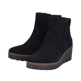 Rieker Damen Winterstiefelette, Gr. 40, schwarz, Veloursleder, unifarben, Schuhe, Keilboots, Basic-Stiefelette mit Innenrei&szlig;verschluss, schmale Form