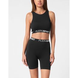 Plein Sport Damen Lauftop "Logo", schwarz, Gr. XS, Obermaterial: 94% Polyamid, 6% Elasthan, Tops