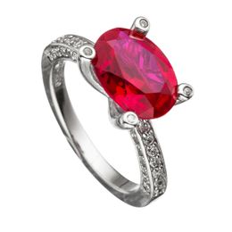Jobo Damen Silberring "Ring mit Zirkonia rot wei&szlig;", 50, Silber 925 (Sterlingsilber), silber, Silber 925 (Sterlingsilber), Fingerringe, 925 Silber