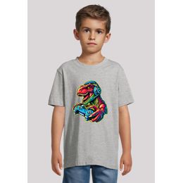 F4NT4STIC M&auml;dchen T-Shirt "Dinosaurier Gamer", grau, Gr. 158, Obermaterial: 100% Baumwolle, Shirts, Premium Qualit&auml;t