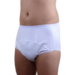 Hydas Inkontinenzslip "aus Baumwolle f&uuml;r Damen und Herren, mit langem Zwickel und N&auml;sseschutz", 42/44wei&szlig;, Single Jersey, Obermaterial: 100%