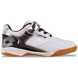 Lotto M&auml;dchen Hallenschuh, Gr. 25, wei&szlig;, Kunstfaser, Synthetik, mehrfarbig, Schuhe, - mit nicht-f&auml;rbender Sohle