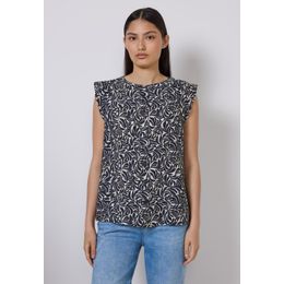Damen Blusentop, wei&szlig;, Gr. 38, STREET ONE STUDIO, bedruckt, Stoff, 88% Viskose, 12% Polyamid, Blusen, mit Knopfleiste