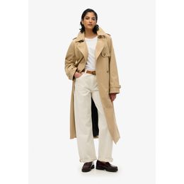 Superdry Damen Trenchcoat "CLASSIC TRENCH JACKET", beige, Gr. L, unifarben, Web, Obermaterial: 100% Baumwolle, M&auml;ntel, aus Baumwolle, Slim Fit, mit