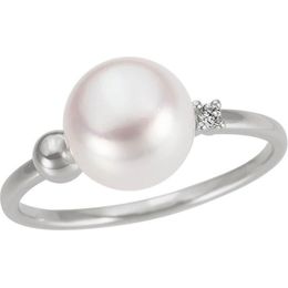 Firetti Damen Fingerring "Schmuck Geschenk Gold 333 Damenring Goldring Kugel", 18, 0,02 P2 = erkennbare Einschl&uuml;sse, Diamanten Perlen Wei&szlig;gold 333,