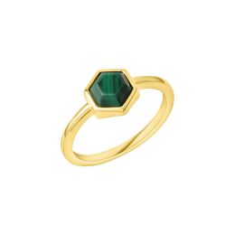 Celesta Damen Fingerring "925 Sterling Silber vergoldet Malachit", 054 (17,2), Silber 925 (Sterlingsilber), gelb, Silber 925 (Sterlingsilber),