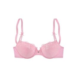 Lascana Damen Push-up-BH, Gr. 75, rosa, Spitze, Obermaterial: 92% Polyamid, 8% Elasthan, BHs, mit Jacquardspitze und herausnehmbaren Kissen, Dessous