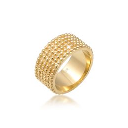 Elli Damen Fingerring "Breit Bandring Dots Kugeln 925 Silber", 56mm, ohne Stein, Silber 925 (Sterlingsilber), 10mm, gold, Silber 925