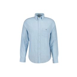 Gant Herren Langarmhemd "Hemd REGULAR COTTON LINEN SHIRT 1er Pack", blau, Gr. XXXL, Obermaterial: 55% Leinen LI. 45% Baumwolle CO., Hemden