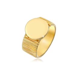 Elli Premium Damen Siegelring "Bandring Siegelring Relief Struktur 925 Silber", 56mm, Silber 925 (Sterlingsilber), 10mm, gold, Silber 925
