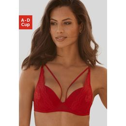 s.Oliver Damen Push-up-BH "Alice", Gr. 80, rot, Microtouch, Obermaterial: 60% Polyamid, 35% Polyester, 5% Elasthan, BHs, mit Spitze und B&auml;nder-Optik,