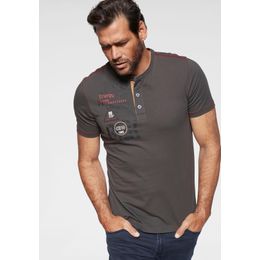 MAN'S WORLD MAN'S WORLD Herren Henleyshirt, grau, Gr. M, bedruckt, Single Jersey, Obermaterial: 100% Baumwolle. Besatz: 100% Baumwolle, Shirts, Kurzarm, l&auml;ssige