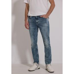 Slim-fit-Jeans Street One MEN, Herren, Gr. 31, L&auml;nge 34, soft gr&uuml;ncast random wash, Jeans, 88% Baumwolle, 10% Polyester, 2% Elasthan, unifarben, lang, Jeans Slim-fit-Jeans, Middle Waist