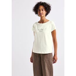 Street One Damen T-Shirt, wei&szlig;, Gr. 42, unifarben, Web, 100% Baumwolle, Shirts, aus reiner Baumwolle