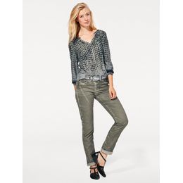 Damen Blusenshirt "Shirtbluse", gr&uuml;n, Gr. 42, Rick Cardona BY HEINE, gemustert, gepunktet, 100% Viskose, Shirts