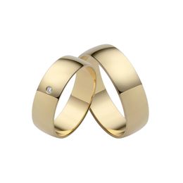 Firetti Damen Trauring "Schmuck Geschenk Gold Hochzeit Ehering Trauring "LIEBE"", 16.5, 0,01 SI = kleine Einschl&uuml;sse mit Brillant, Gelbgold 375, 6mm,