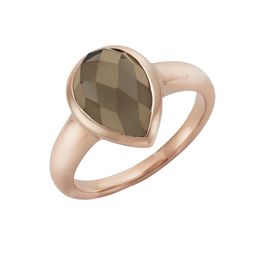 JAMELLI Damen Fingerring "925 Silber ros&eacute; vergoldet Rauchquarz", 058 (18,5), Silber 925 (Sterlingsilber), rot, Silber 925 (Sterlingsilber),