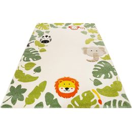 Kinderteppich Esprit, B:200cm H:13mm L:290cm, wei&szlig;, Kunstfaser, Teppiche, "E-Safari ESP-21369", Motiv Dschungel Tiere, Kurzflor