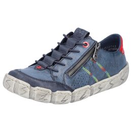 Rieker Damen Sneaker, Gr. 40, blau, Leder, Lederimitat, Schuhe, Freizeitschuh, Halbschuh, Schlupfschuh, mit bunter Ziernaht
