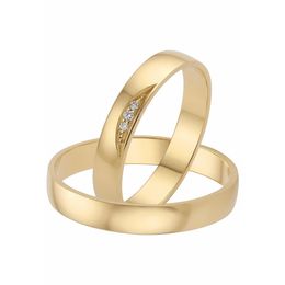 Firetti Damen Trauring "Schmuck Geschenk Gold 375 Hochzeit Ehering "LIEBE"", 23, 0,02 SI = kleine Einschl&uuml;sse mit Brillanten, Gelbgold 375, 3,5mm,