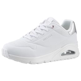 Skechers Damen Slip-On Sneaker "UNO SHIMMER AWAY", Gr. 42, silber, Lederimitat, Schuhe, Slipper, Freizeitschuh, Plateausneaker mit modischem