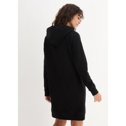 bonprix Damen Sweatkleid "Sweatkleid mit Baumwolle"schwarz, Gr. 48, Sweatware, Obermaterial: 100% Baumwolle, Kleider, mit Kapuze, aus Baumwolle und