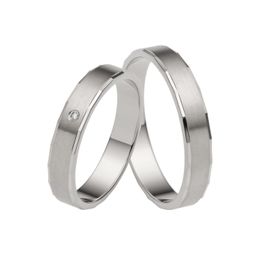 Firetti Damen Trauring "Schmuck Geschenk Gold 375 Hochzeit Ehering "LIEBE"", 58, 0,01 SI = kleine Einschl&uuml;sse mit Brillant, Wei&szlig;gold 375, 4mm, wei&szlig;,