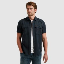 PME-Legend PME LEGEND Herren Kurzarmhemd, blau, Gr. XXL, unifarben, Web, Obermaterial: 100% Baumwolle, Hemden, mit Kent Kragen