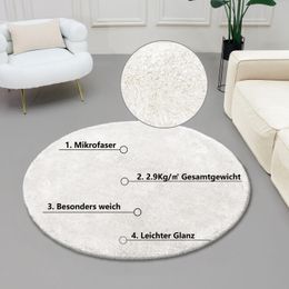 Teppich Bruno Banani, H:30mm &Oslash;:140cm, wei&szlig;, Kunstfaser, Wohnzimmer, Teppiche, "Dana Teppich, besonders weich und kuschelig, Kundenliebling", uni,