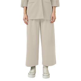 QS Damen Culotte, beige, Gr. 38, unifarben, Web, Obermaterial: 95% Polyester, 5% Elasthan, Hosen, Sommerhose mit Knopf-Design am Gummibund