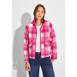 Cecil Damen Kurzjacke, pink, Gr. XL, Jacquardmuster, Stoff, 100% Polyester, Jacken, mit Stehkragen