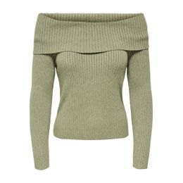 Only Damen Strickpullover "ONLKATIA LIFE LS OFF SHOULDER KNT NOOS"sphagnum detail:melange, Gr. S, meliert, Strick, Obermaterial: 50% Viskose, 27%