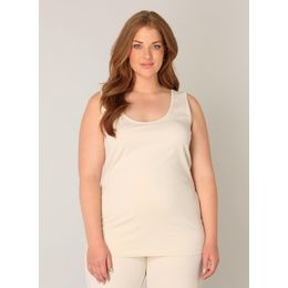 Damen Tanktop, beige, Gr. 46, Base Level Curvy, unifarben, Jersey, Obermaterial: 94% Baumwolle, 6% Elasthan, Tops, in gro&szlig;en Gr&ouml;&szlig;en