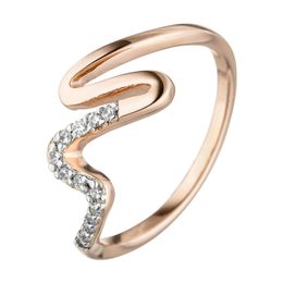 Jobo Damen Fingerring, 54, Silber 925 (Sterlingsilber), rosa, Silber 925 (Sterlingsilber), Fingerringe, 925 Silber ros&eacute;gold vergoldet mit Zirkonia