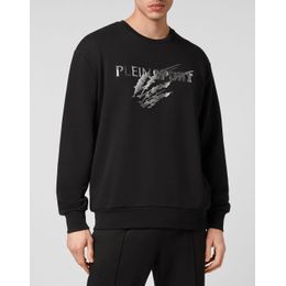 Plein Sport Herren Sweatshirt "Scratch", silber, Gr. XXL, Obermaterial: 88% Baumwolle, 12% Polyester, Sweatshirts