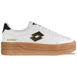 Lotto Damen Sneaker, Gr. 38wei&szlig;, schwarz, Synthetik, Schuhe, - mit gepolsterter Schaftkante
